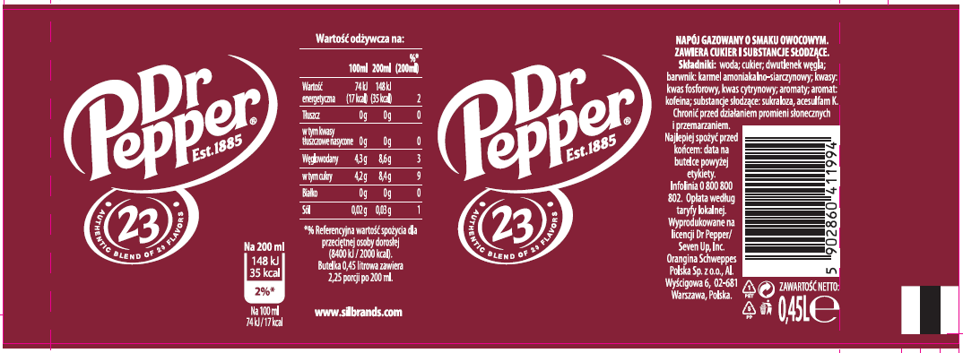 Dr Pepper Regular PET 0,45 L | BEVERAGES \ Dr Pepper OFFER \ BEVERAGES ...