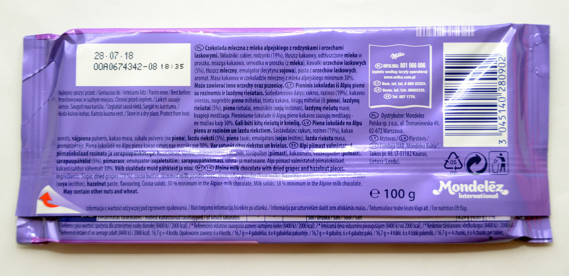 Milka Raisin & Nut 100 g | CONFECTIONERY \ Milka OFFER \ BRANDS \ Milka ...