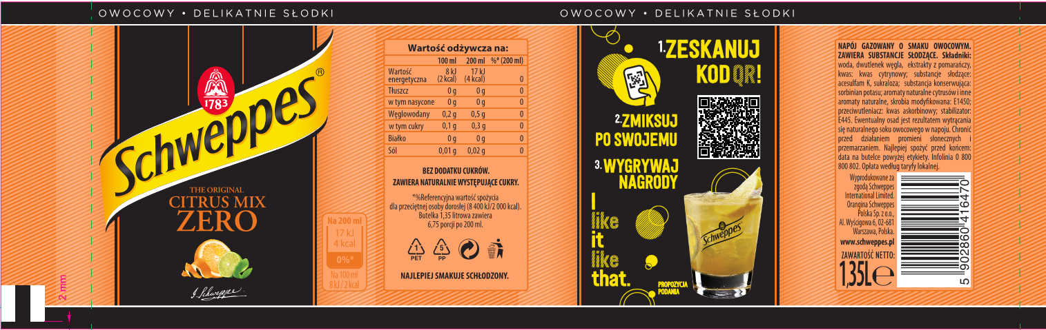 Schweppes Citrus Mix Zero PET 1,35 L | NAPOJE \ Swcheppes OFERTA ...